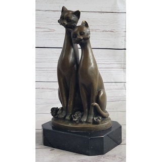 Pair Of Slender Siamese Cats Kittens Bronze Statue Sculpture Figure 9 ...