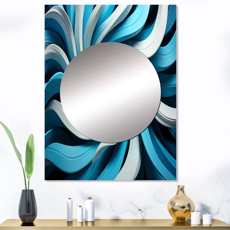 Designart "Op Art Blue Focus VII" Modern Mirror Blue - Modern Large ...