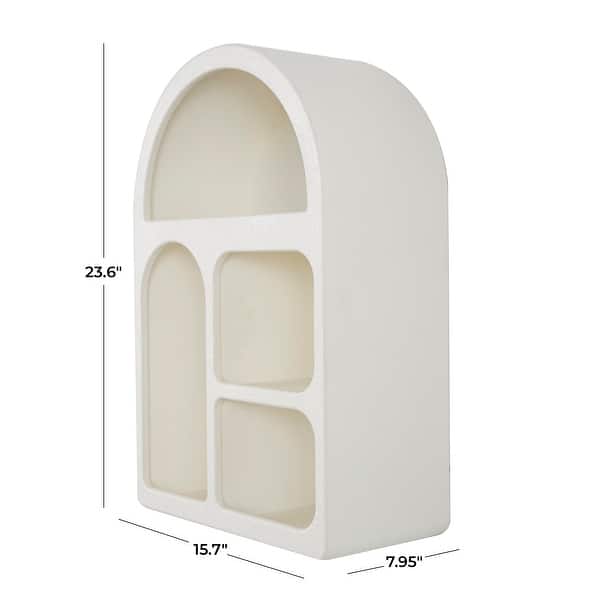 Cream Wooden Arched 4 Shelf Geometric Room Wall Shelf with Varying ...