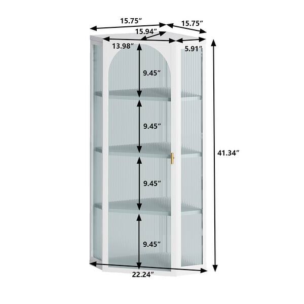 Glass Door Wall Mounted Corner Cabinet with Four-Tier Storage - Bed ...