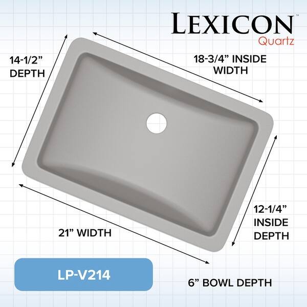 Lexicon 21" Dual Mount Quartz Platinum Composite Rectangle Vanity ...
