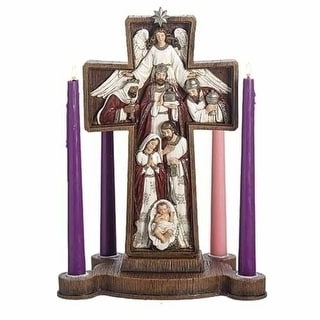 13.5" Nativity Scene in Cross Advent Candle Christmas Tabletop Decor ...