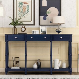 Navy console table solid wood entryway table classic sofa table - Bed ...