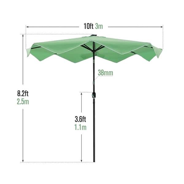 10Ft Patio Ruffled Edge Umbrella Auto-Tilt Crank Umbrella with LED ...