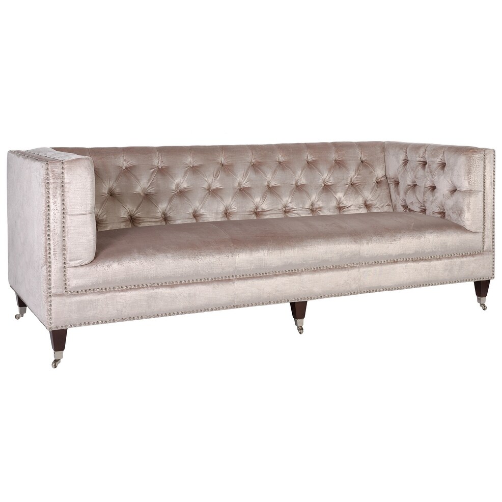 SAFAVIEH Couture Miller Pearl Velvet Tufted Commercial Grade Sofa