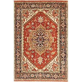 Rust Color Traditional Heriz Oriental Area Rug Handmade Wool - 4'0" x 6 ...