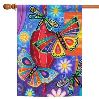 Butterflies and Dragonflies Outdoor House Flag 40" x 28" - Bed Bath ...