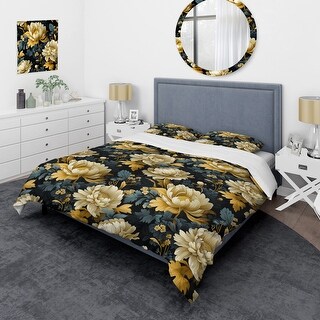 Designart "Beige And Blue Ornate Damask Legacy IV" Cottage Bedding ...