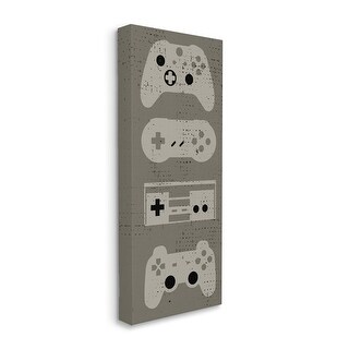 Stupell Common Game Controllers Vintage Distressed Brown Canvas Wall ...