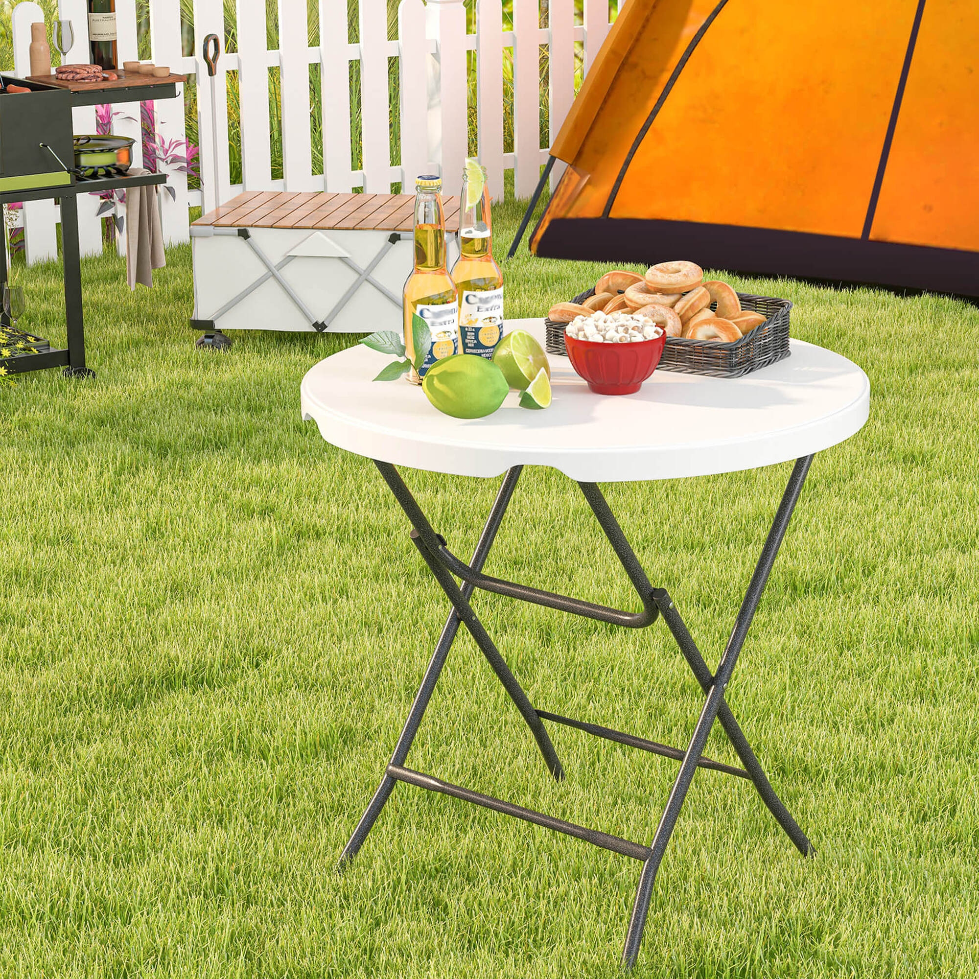 Round folding camping table store