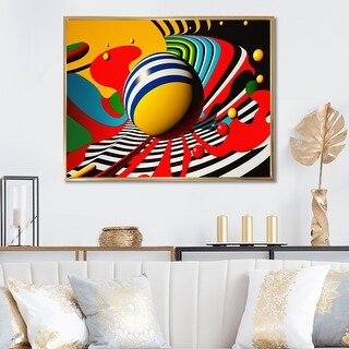 Designart " Pop Art Solar System" Modern Geometric Framed Canvas Wall ...