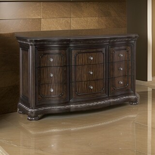 Joni 68 Inch Wide Dresser, 9 Drawers, Faux Crystal Knobs, Dark Cherry ...