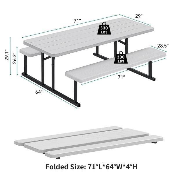 Outdoor Picnic Table Bench Set Outdoor Backyard Patio Garden Party - 3 ...