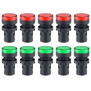10x AC/DC 110V Indicator Lights, Red Green LED, Flush Panel Mount 22mm ...