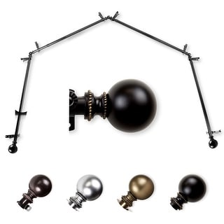 Bay Window Curtain Rod - 13-16" Adjustable Steel Drapery Rod - Elegant ...