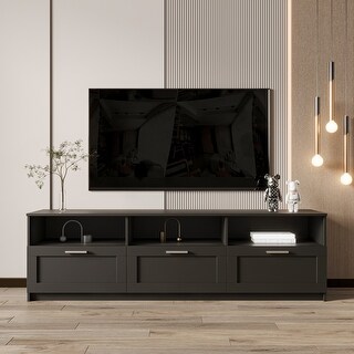 70.87Inch TV Cabinet with 3 Drawers and Open Shelves,Home Media ...