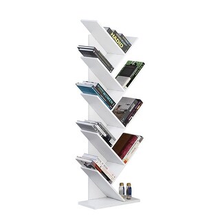 9-Shelf Bookshelf,Geometric Tree Bookcase,Wood Bookshelves Storage Rack ...