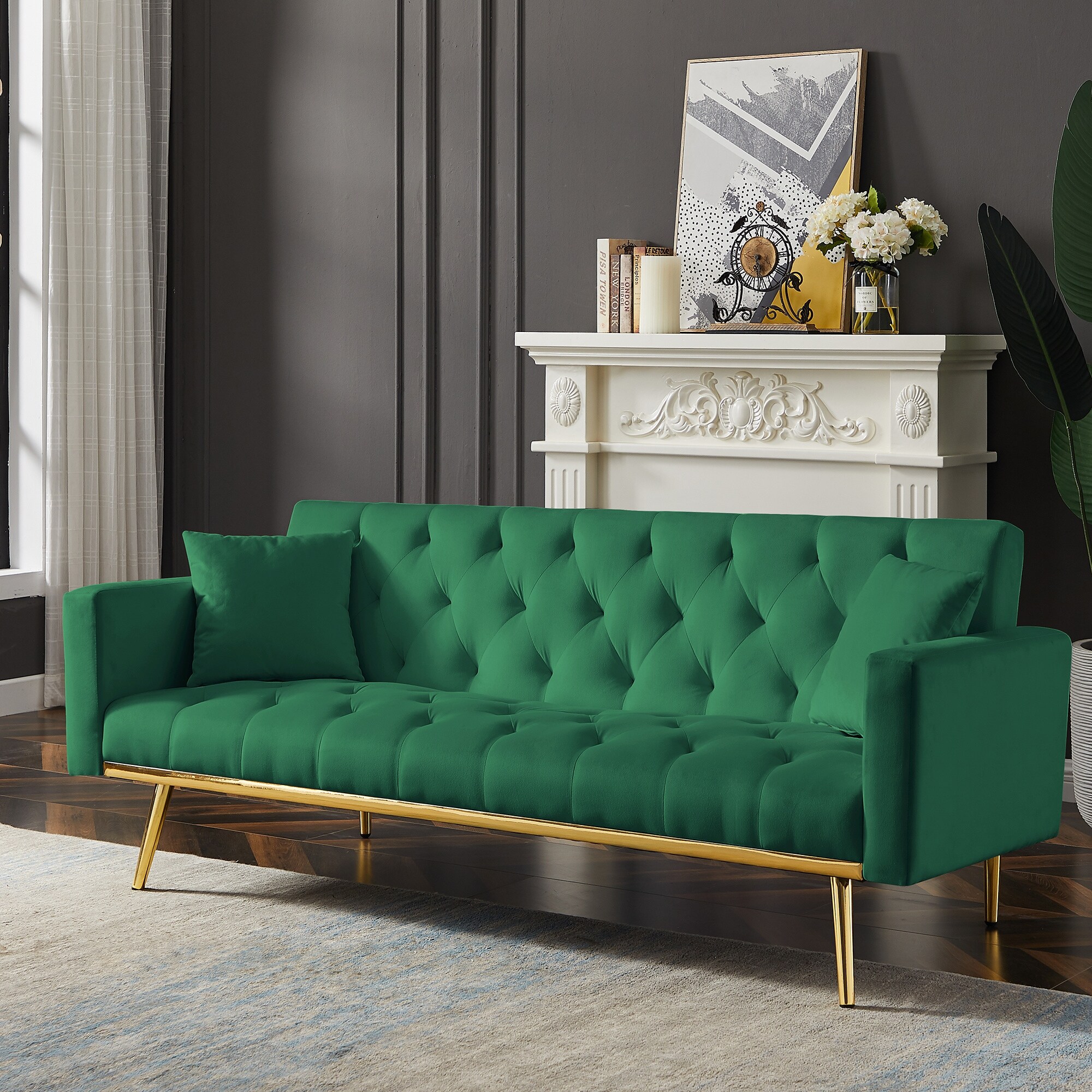 green compact sofa