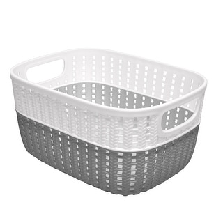 Simplify 2-Tone Decorative Small Storage Basket in Grey - 9.4"x 7"x 4.8 ...