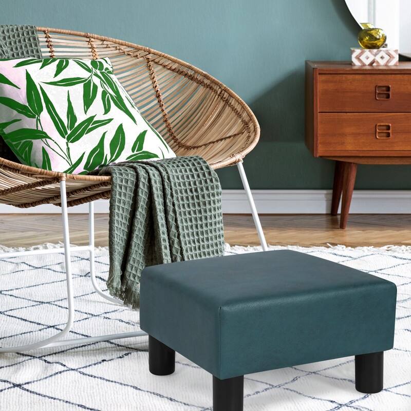 Adeco Small Square Footstool Ottoman Modern Fabric Footrest Stool ...