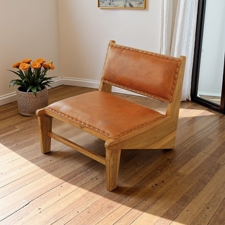 Zenith Solid Wood Frame Genuine Leather Upholstered Lounge Chair - Bed ...