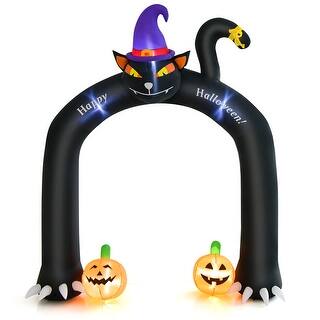 9 Feet Halloween Inflatable Cat Archway with Wizard Cat and Pumpkins ...