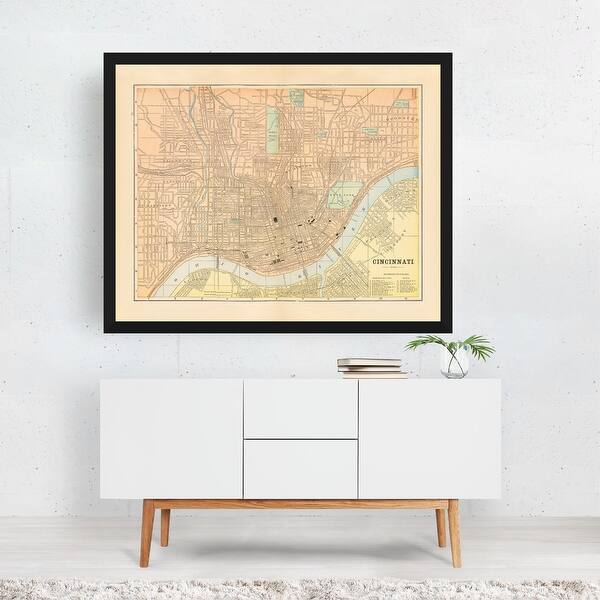 Map of Cincinnati Maps American City Retro Urban Art Print/Poster - Bed ...
