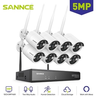 SANNCE Wireless Security Camera System, 10CH 5MP NVR With 8Pcs Cameras ...