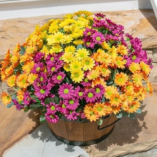 Artificial Mums Flowers 10 Bundles UV Resistant Waterproof For Outdoor ...