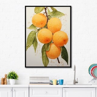 Designart "Fruit Golden Apricot Pointillism" Fruits Framed Canvas Print ...