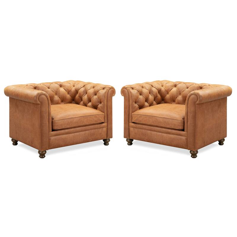 Poly & Bark Lyon Lounge Chair (Set of 2) - Genuine Italian Leather ...