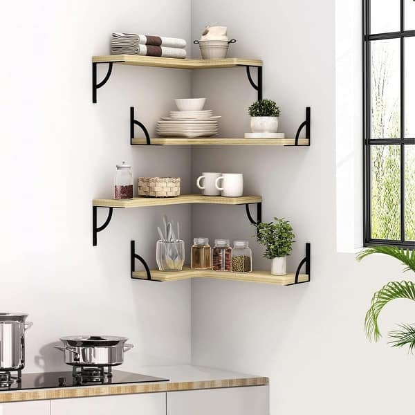 rustic corner shelves with brackets