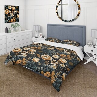 Designart "Timeless Floral Symphony Bouquet" Yellow Cottage Bedding Set ...