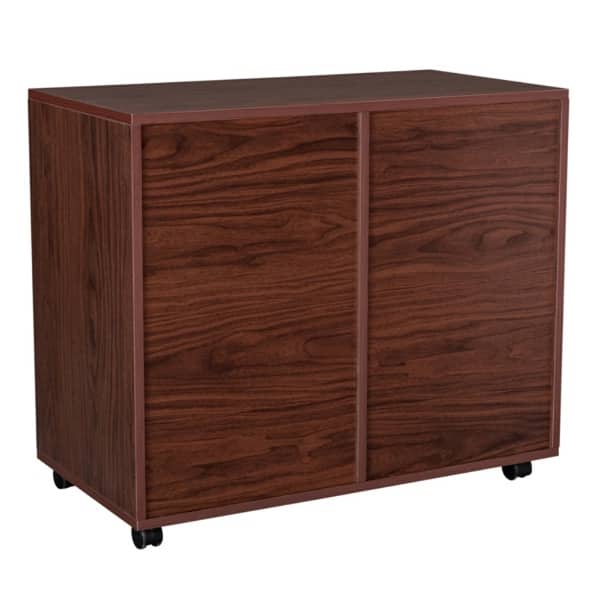 Single Door Five Drawers MDF With PVC Wooden Filing Cabinet Dark Brown ...