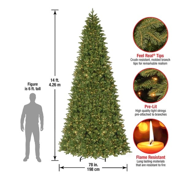National Tree Company 14 ft. Ridgewood Spruce Slim Tree with Clear ...