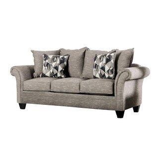Sofa with Large Pillow Back and Rolled Arms, Gray - Bed Bath & Beyond ...