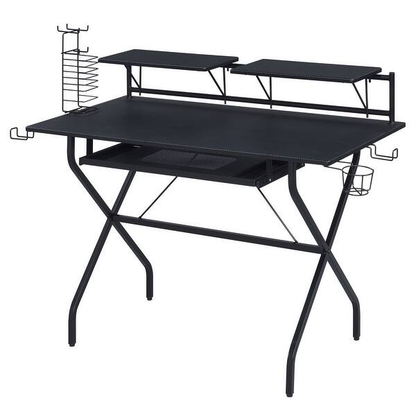 Venetta Black Computer Desk with Keyboard Tray - Bed Bath & Beyond ...