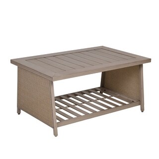 Aluminum Patio Chat Table with Faux Wood Top - Bed Bath & Beyond - 35892971