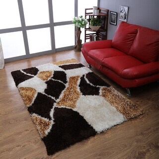 Hand Tufted Shag Polyester Area Rug Abstract Multicolor K00031 - Bed ...