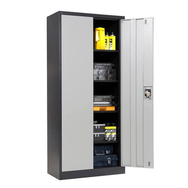 71'' Tall Metal Storage Cabinet with Lockable Doors and Shelves Metal ...