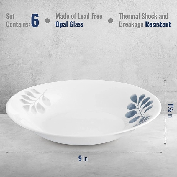 Bormioli Rocco Set of 6 White Moon Botanica Blue Plates - Bed Bath ...