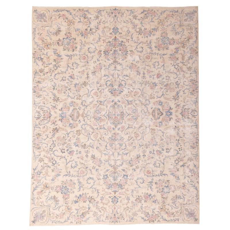 ECARPETGALLERY Hand-knotted Antalya Vintage Cream Wool Rug - 9'10 x 12 ...