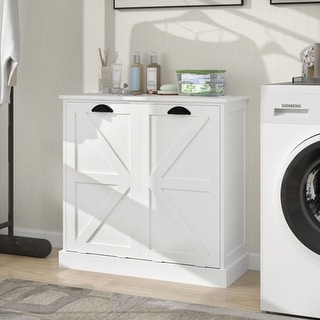 Tilt Out Laundry Hamper Cabinet with Removable Basket, Double Hidden ...