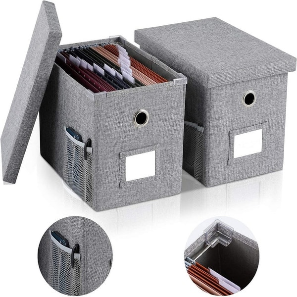 Linen File Box with Smooth Sliding Rail 2 pcs - Bed Bath & Beyond ...