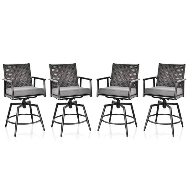 Costway 360° Swivel Bar Stool Set of 4 Counter Height Bar Chair with ...
