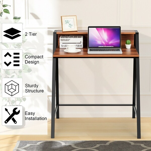 Costway 2 Tier Computer Desk PC Laptop Table Study Writing Home Office On Sale Bed Bath Beyond 18522279