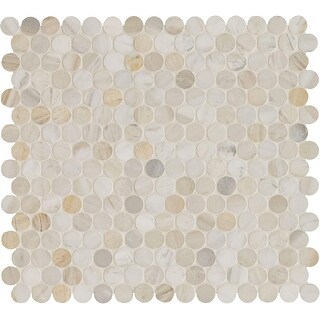 Industry Tile Aurora Gold Pennyround Honed Marble Mesh Mounted Mosaic ...