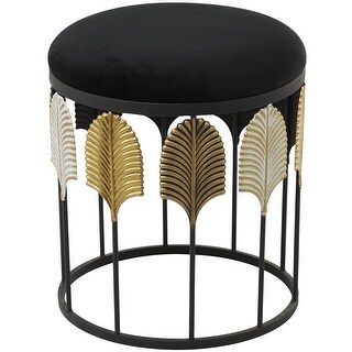 Metal Leaf Embossed Accent Table with Hollow Center - Black - Roche ...