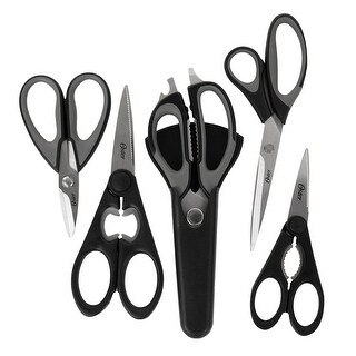 Oster Huxford 6 Piece Stainless Steel Kitchen Scissors Set in Black ...