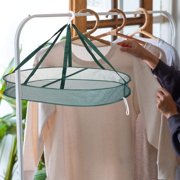 Folded Mesh Clothes Hanging Dryer, Single Layers Square Drying Rack ...